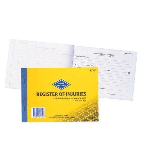 First Aid - Zions Ri Reg Of Injuries Book A5 NSW Duplicate 25 Forms ...
